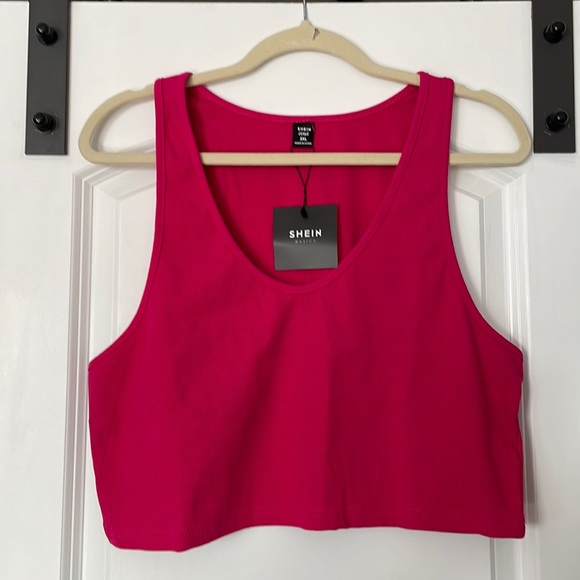 SHEIN | Tops | Fitted Ribbed Stretch Crop Tank | Poshmark